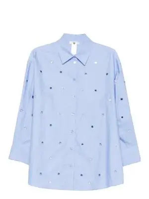 TWINSET Crystal-embellished Eyelet Shirt - Blue