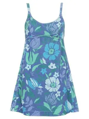 Chloé Cotton Jersey Mini Dress With Graphic Floral Print - Blue And Multicolour