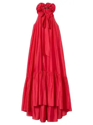 TWINSET Ruffled Midi Dress With Bow Detail - Red