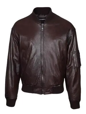 Dolce & Gabbana Leather Bomber Jacket - Black