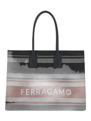 FERRAGAMO Logo Jacquard Signature Tote Bag - Black
