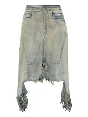 Rick Owens Denim Skirt With Button Detail - Gray