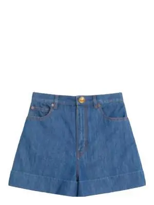Valentino Garavani Logo Patch Denim Shorts - Medium Blue