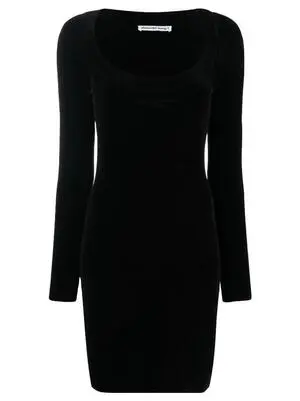 Alexander Wang Logo Embroidered Long Sleeve Dress - Black