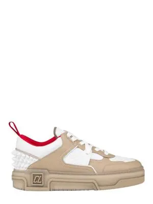 CHRISTIAN LOUBOUTIN Astroloubi Lace-up Sneakers With Stud Embellishments - Nude