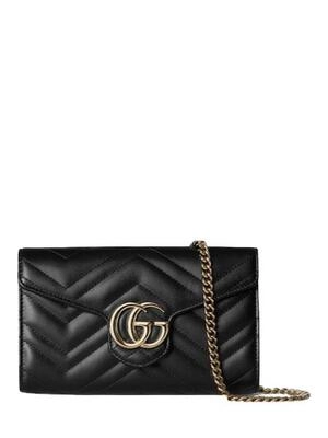Gucci Logo Plaque Quilted Clutch Bag - Black