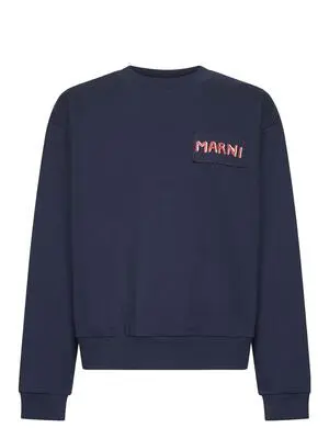 Marni Embroidered Logo Crew Neck Sweater - Black