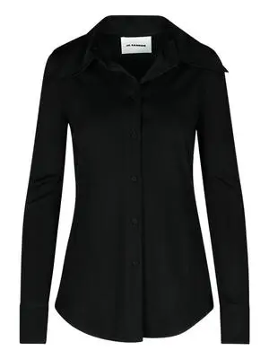 JIL SANDER Buttoned Poplin Shirt - Black
