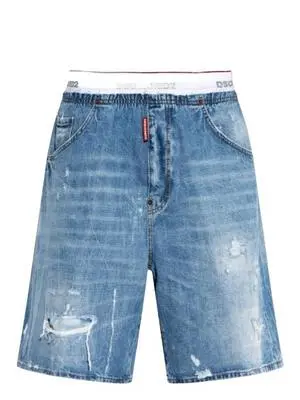 Dsquared2 Distressed Surfer Denim Shorts - Blue