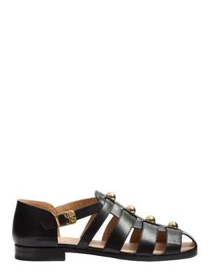 Valentino Garavani Stud Embellished Side Buckled Sandals - Black