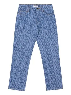 Moschino Monogram Jacquard Straight Leg Jeans - Blue