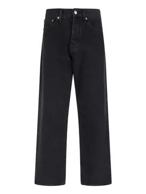 SUNFLOWER Logo Patch Wide-leg Jeans - Black Washed