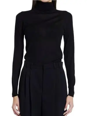 Saint Laurent Cassandre Turtleneck Long-sleeved Jumper - Black
