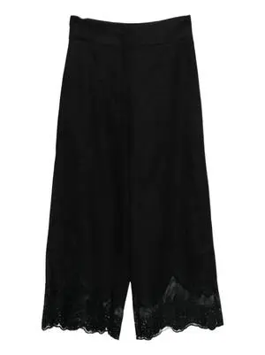 TWINSET Cropped Trousers With Lace Trim - Black