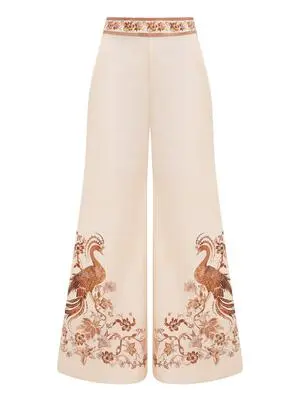 Zimmermann Embroidered Wide-leg Trousers - Creamtanfloral