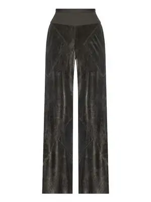 Rick Owens Ribbed-waistband Velvet Wide-leg Trousers - Black