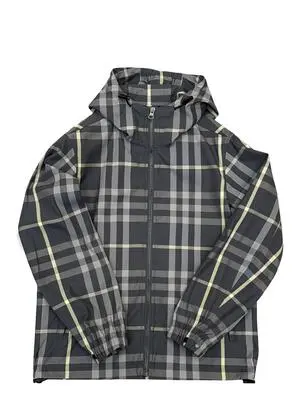 Burberry Checked Hooded Jacket - Black