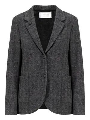 HARRIS WHARF LONDON Harris Wharf London Herringbone Two-Button Blazer