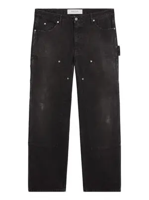 GOLDEN GOOSE Straight Leg Distressed Pants - Black