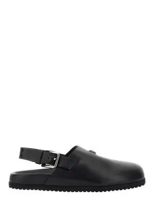 Dolce & Gabbana Logo Plaque Buckled Mules - Black