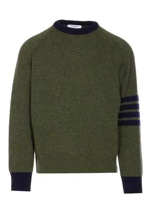 Thom Browne 4-bar Stripe Shetland Wool Sweater - Green