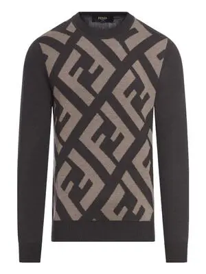 Fendi Oversized Ff Intarsia Knitted Jumper - Brown