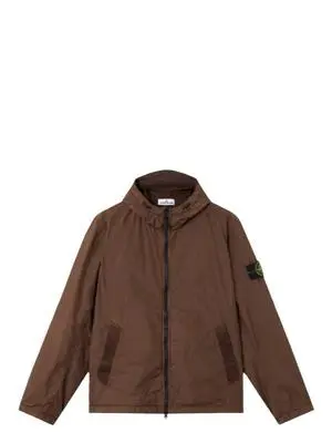 Stone Island Logo Patch Hooded Jacket - Brown