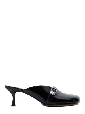 GANNI Sue Heeled Mules In Oleatex - Black