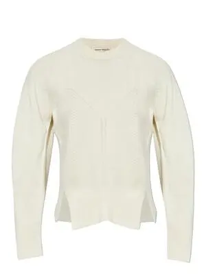 Alexander McQueen Chevron Corset Crewneck Jumper - White