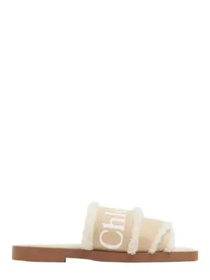Chloé Woody Flat Sandals - Nude
