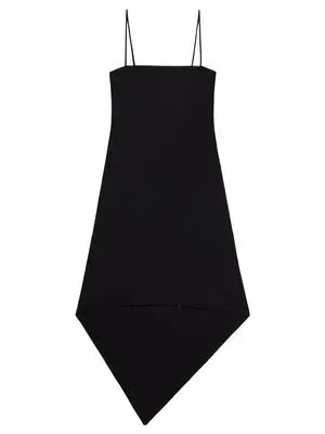 Helmut Lang Square Neck Asymmetric Hem Midi Dress - Black