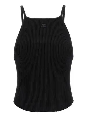 COURREGES Cut-out Sleeveless Tank Top - Black