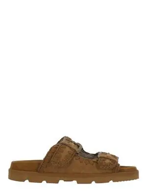 Mou Double Buckle Sandals - Brown