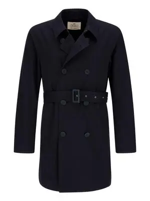 Herno Double-breasted Belted Trench Coat - Black