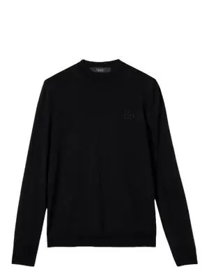Gucci Knit Wool Sweater With Double G Embroidery - Black