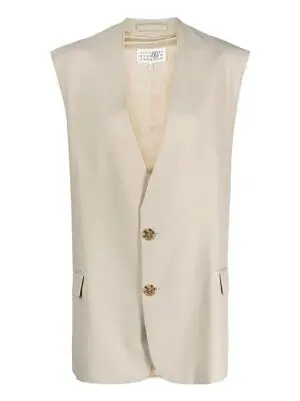 MAISON MARGIELA V-neck Sleeveless Vest - Nude