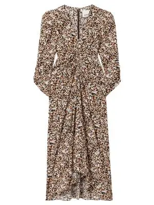 Isabel Marant Étoile Isabel Marant Albini Printed V-Neck Dress Brown