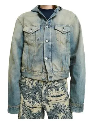 Acne Studios Hooded Denim Jacket - Green