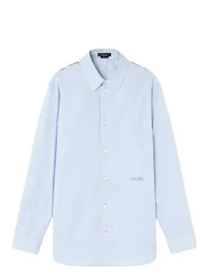 Versace Seashell Baroque Striped Buttoned Shirt - Blue