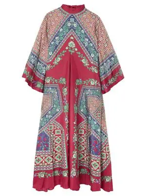 La DoubleJ Magnifico Printed Silk Maxi Dress - Red