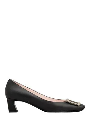 ROGER VIVIER Square Toe Pumps With Metal Buckle Detail - Black