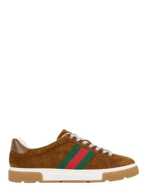 Gucci Gucci Ace Web-Stripe Low-Top Sneakers Brown
