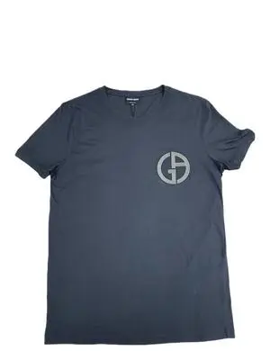Giorgio Armani Round Neck Short Sleeve T-shirt - Blue