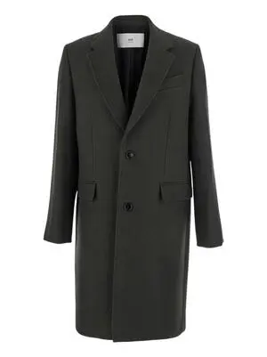 Ami Long-sleeved Lapel Coat - Black