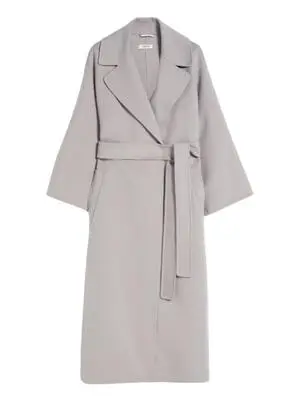 Max Mara Belted Virgin Wool Coat - Gray