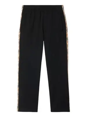 Burberry Check Trim Straight-leg Track Pants - Black