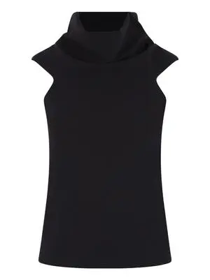QUIRA Cowl Neck Knitted Top - Black