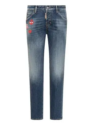 Dsquared2 Pac-man Patch Detailed Jeans - Blue