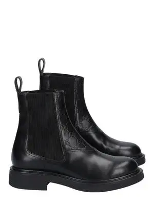 Gucci Gg Embossed Ankle Boots - Black