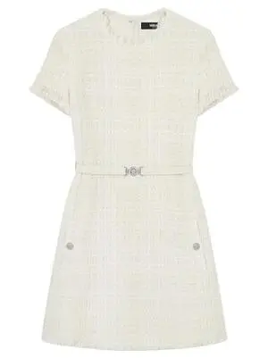 Versace Tweed Mini Dress With Medusa '95 Hardware - White